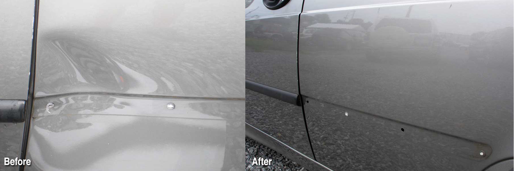 Dent Removal Before After - Paintless Dent Repair